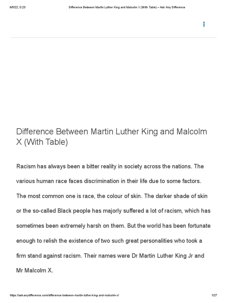 MLK vs Malcolm X: Key Differences | PDF
