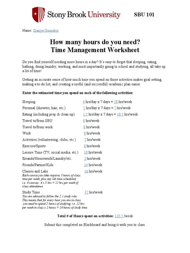 Time Management Worksheet Guide | PDF