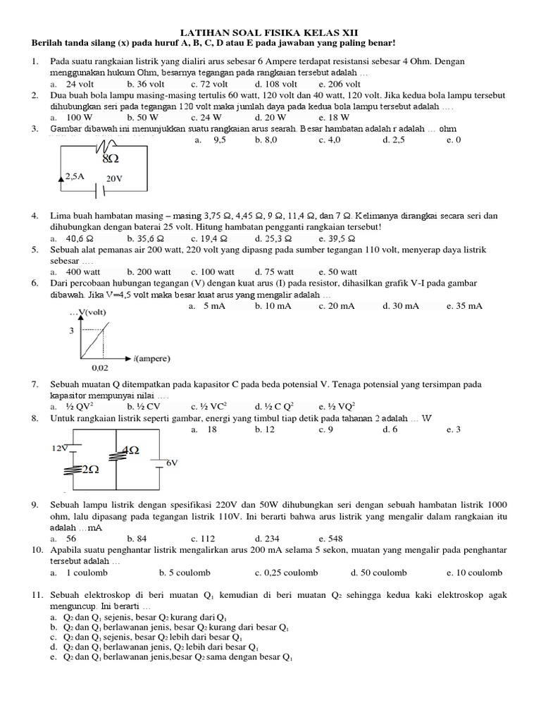 Soal Latihan Fisika Kelas XII | PDF | Sains & Matematika | Teknologi & Rekayasa