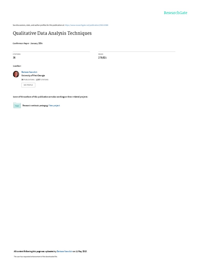 Qualitative Data Analysis Techniques: January 2004 | PDF