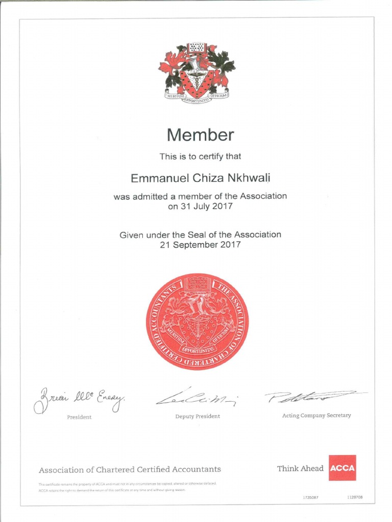 ACCA Membership Certificate | PDF