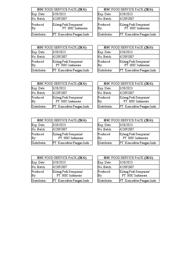 Cetak Label KFC | PDF