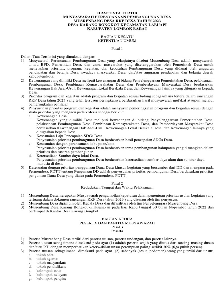 20 Format Tata Tertib Musrenbang Desa RKP Desa22 | PDF
