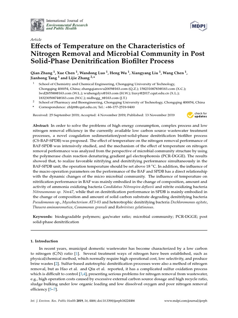 Effects of Temperature On The Characteristics of Nitrogen Removal and ...