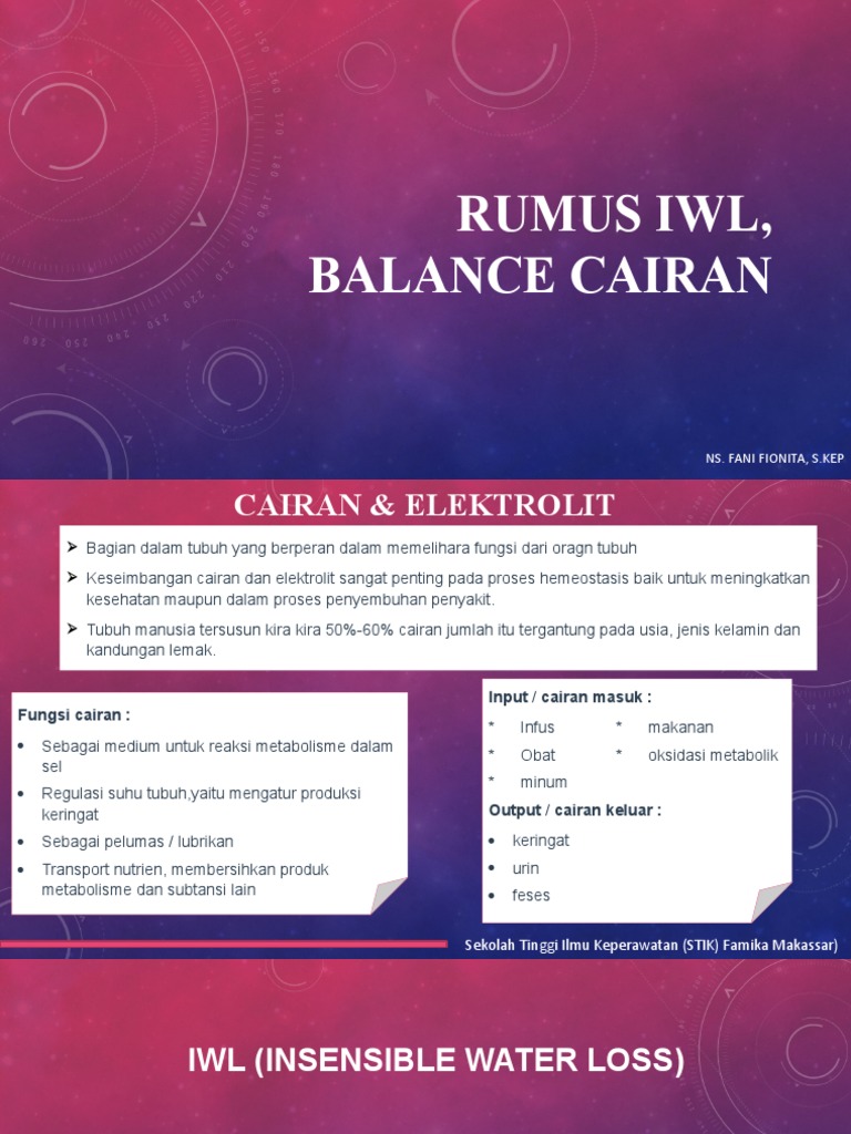 Rumus Iwl, Balance Cairan | PDF
