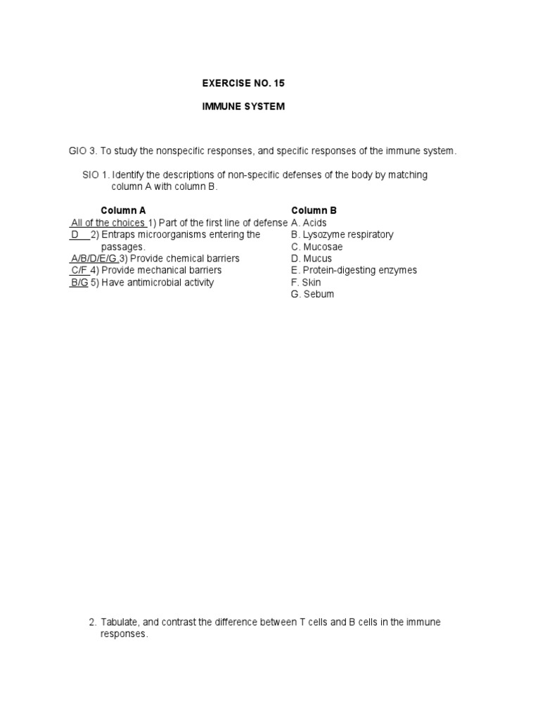 Week 9 Lab Exercise - Immune System | PDF | B Cell | Immune System