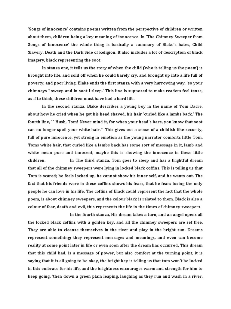 Compare and Contrast Songs of Innocence and Experience | PDF