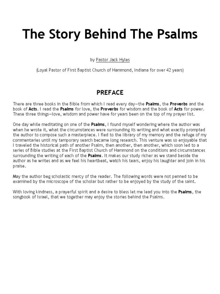 The Story Behind the Psalms | PDF | David | Ark Of The Covenant