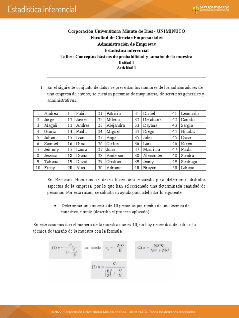 Uni1 Act1 Tal Con Bas Pro Tam Mue | PDF | Muestreo (Estadísticas)