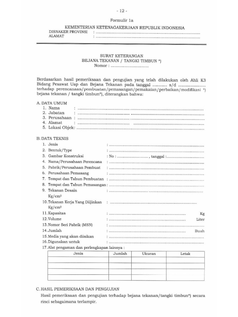 Form Suket Bejana Tekan Tangki Timbun | PDF