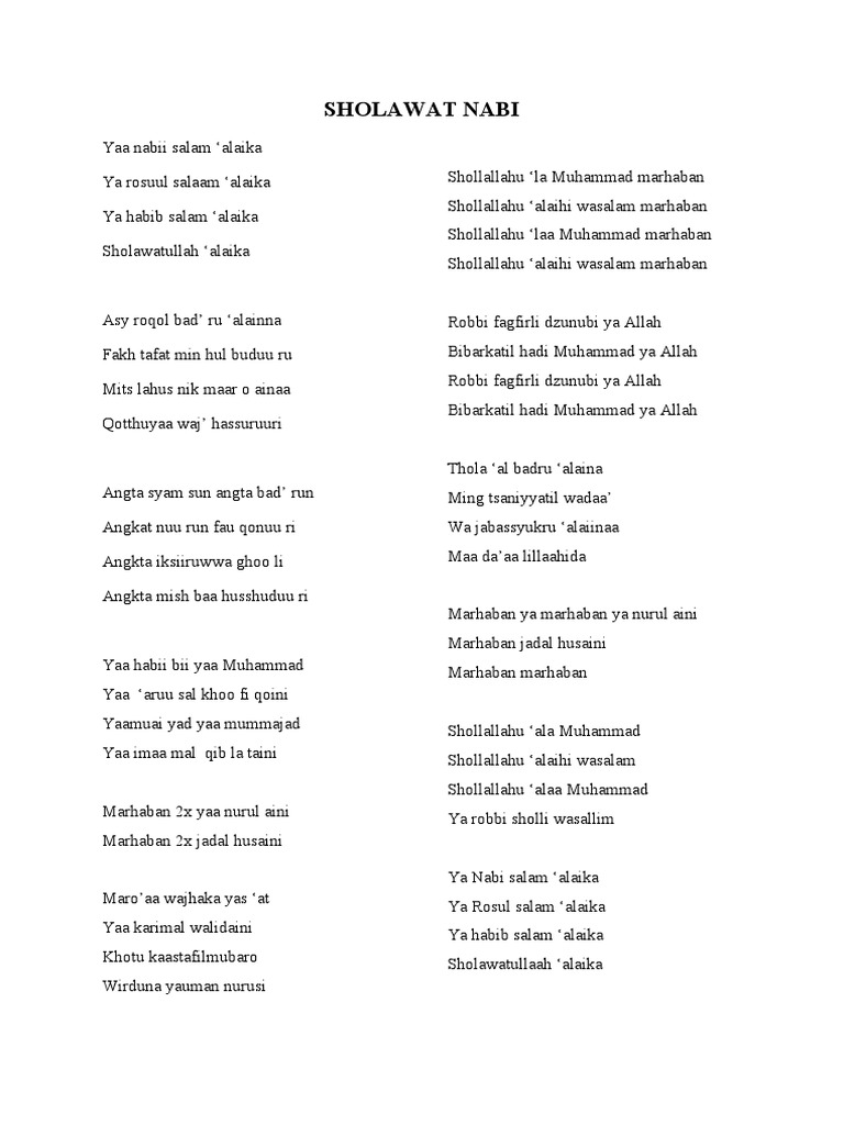 Sholawat Nabi | PDF | Religion & Spirituality