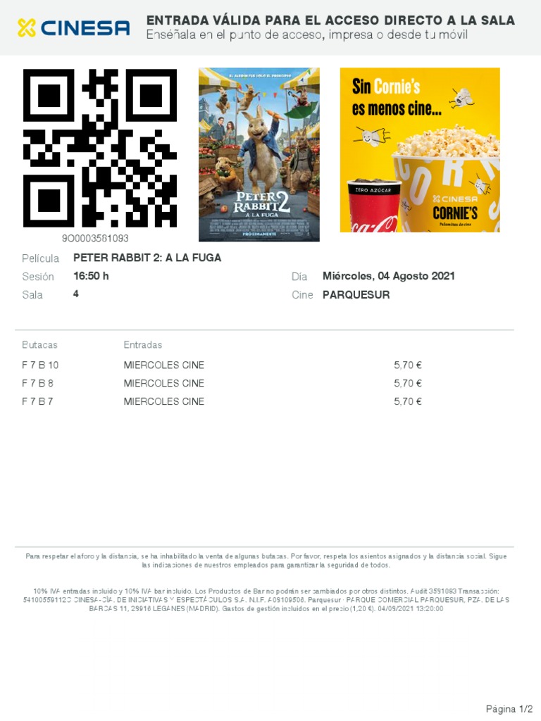 Entradas y Bar Cinesa | PDF