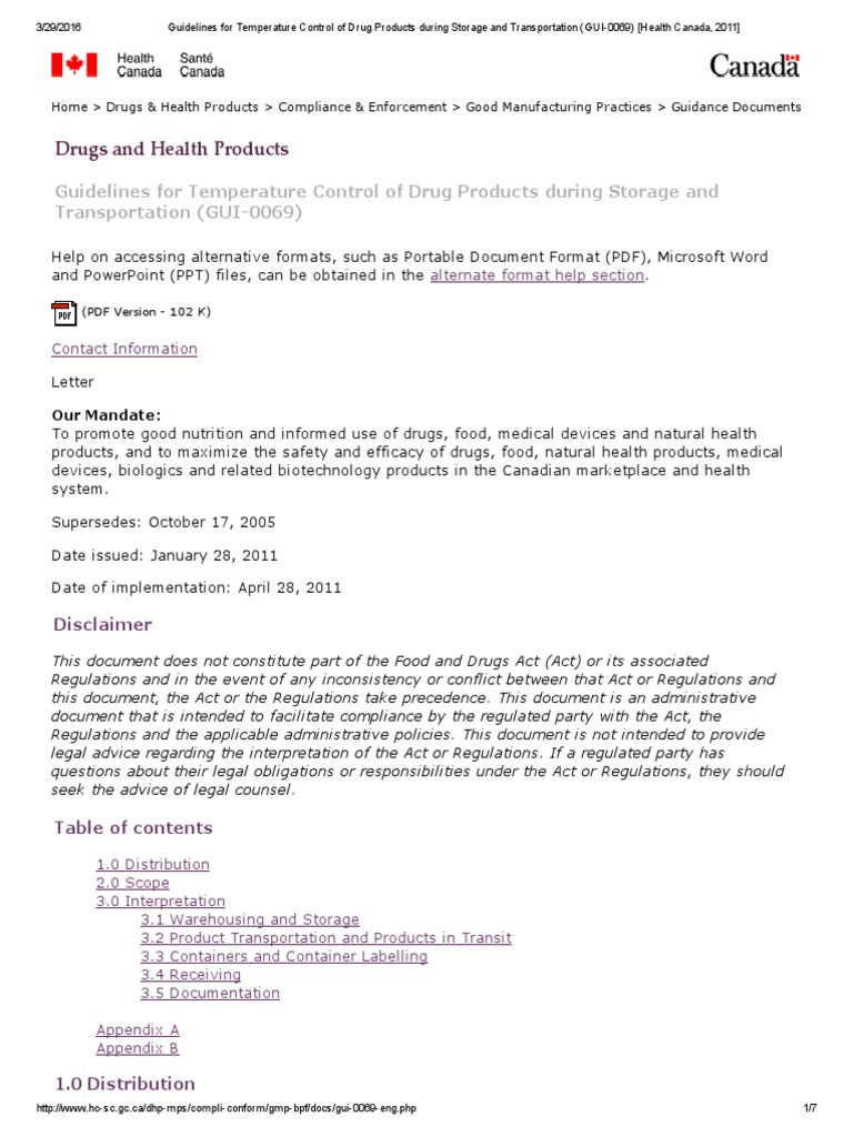 Guidelines For Temperature Control of Drug Products During Storage and ...