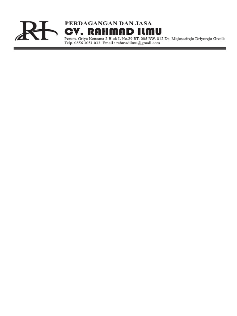 Kop Surat CV. Rahmad Ilmu | PDF