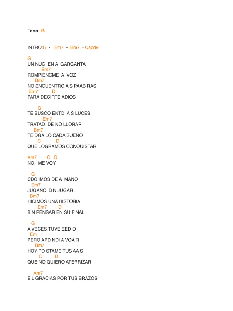 Acordes y Letra de "No Me Voy" | PDF