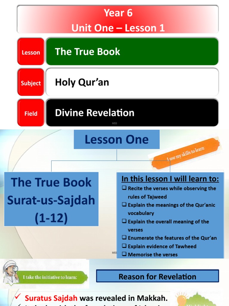 GR 6 Surah Sajdah 1 12 True Book | PDF | Quran | Islam