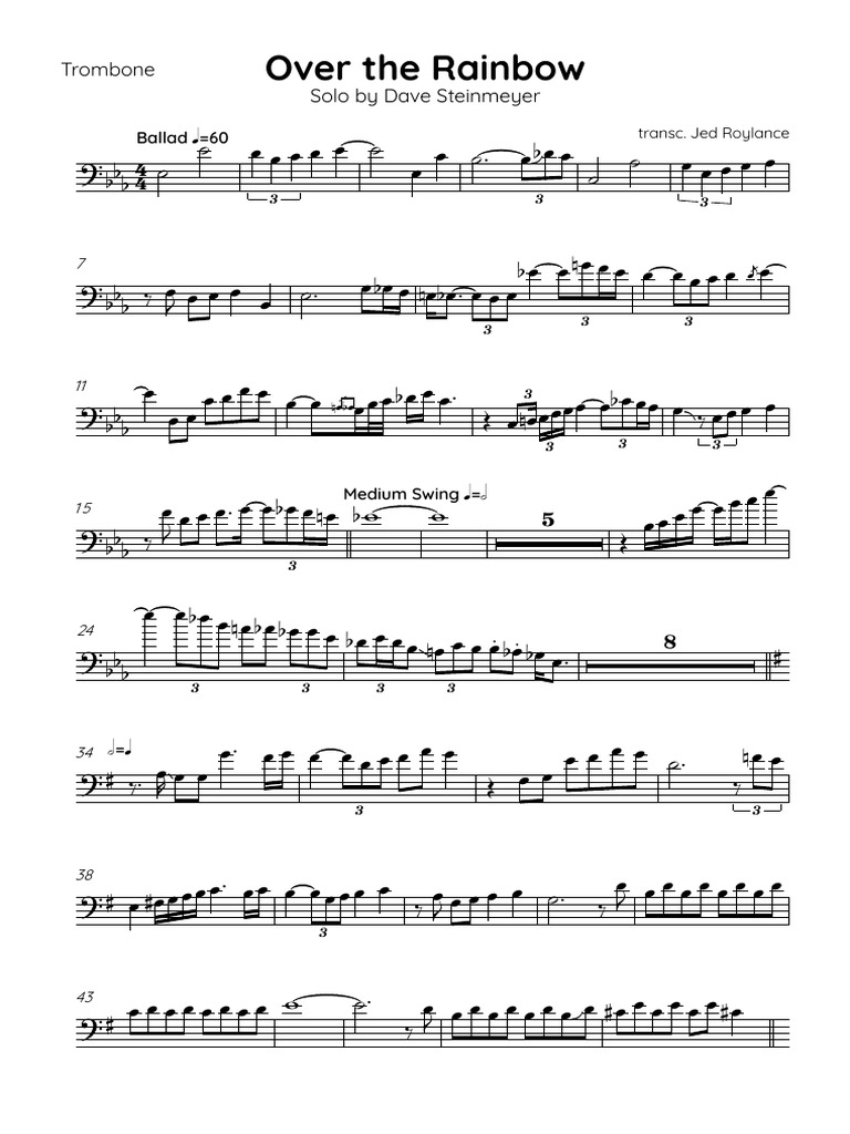 Dave Steinmeyer Over The Rainbow Transcription | PDF