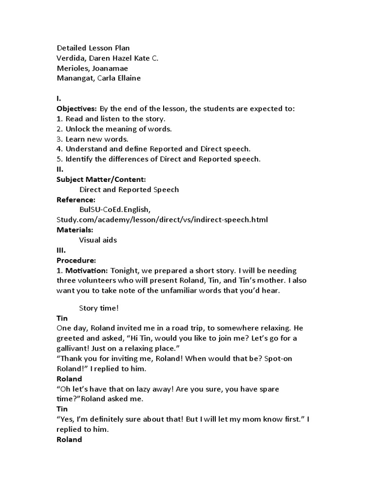 Detailed Lesson Plan | PDF | Question | Linguistics