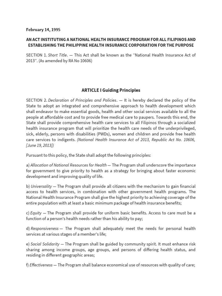 National Health Insurance Act 2013 | Download Free PDF | Health Care ...