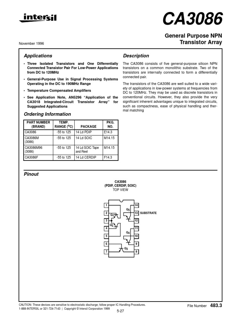 Ca3086 1 | PDF | Transistor | Integrated Circuit