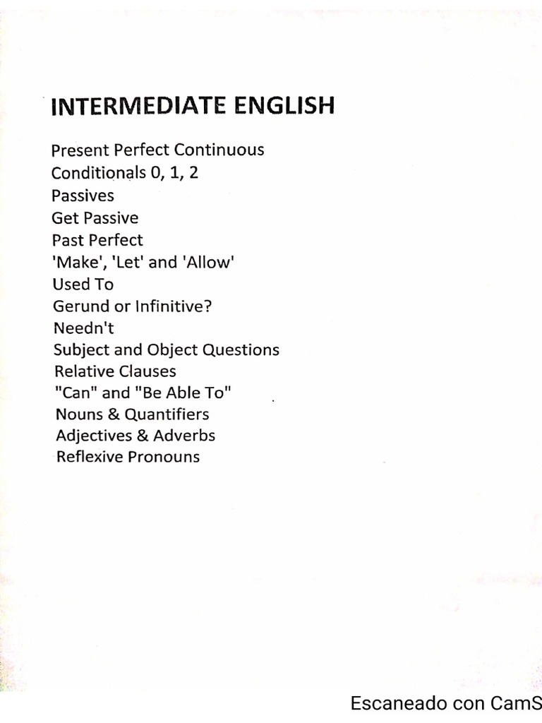 TEMAS Inglés Intermedio | PDF