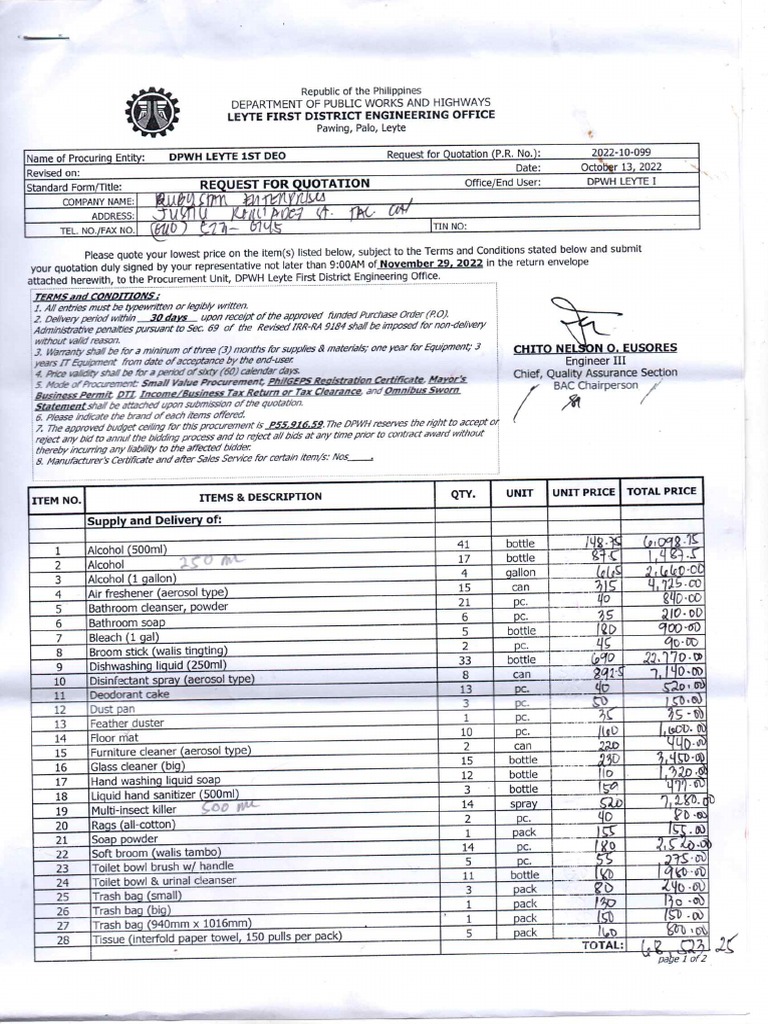 DPWH Canvass0001 | PDF