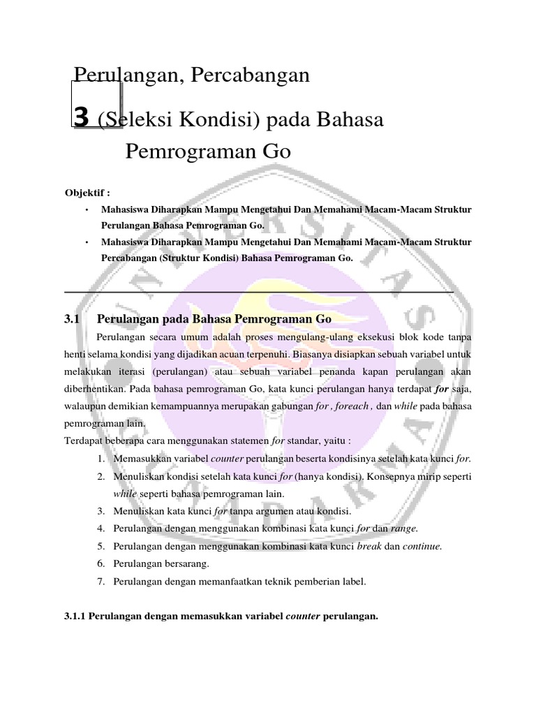 Pert 3 - Perulangan, Percabangan (Seleksi Kondisi) Pada Bahasa ...