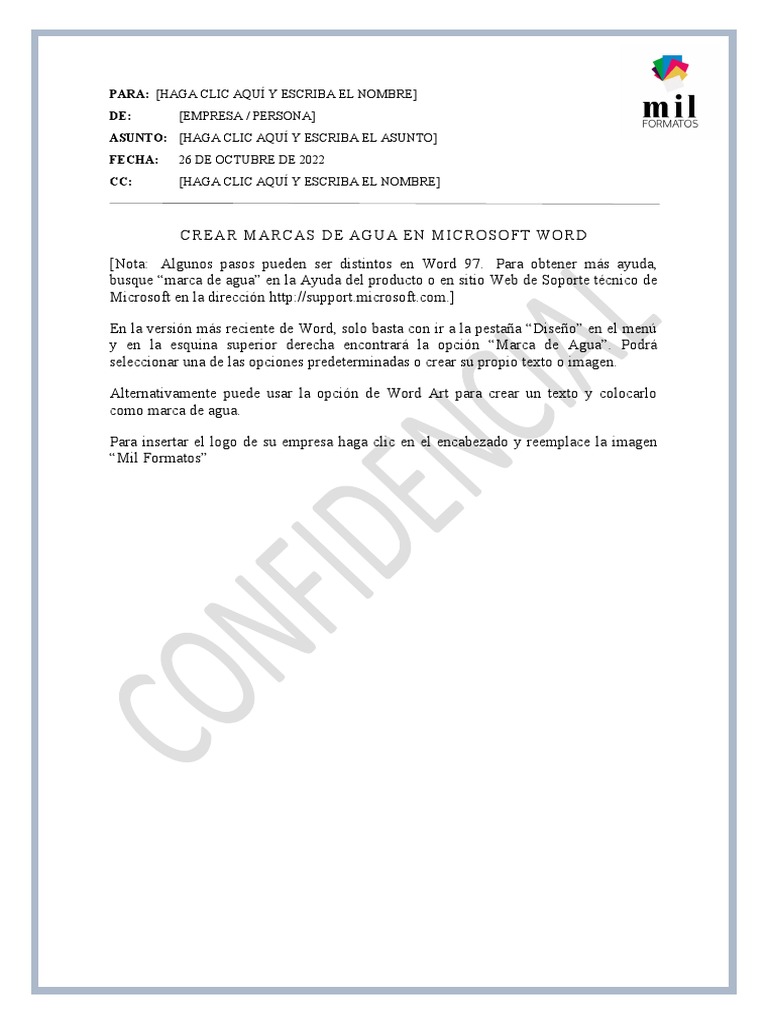 Formato de Memorando Word Con Marca de Agua | PDF