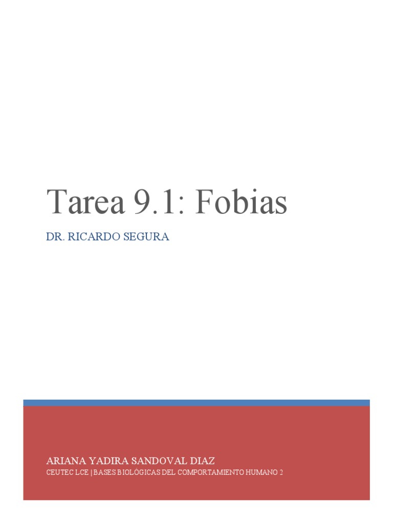 Fobias: Definición y Tipos Comunes | PDF | Fobia | Agorafobia