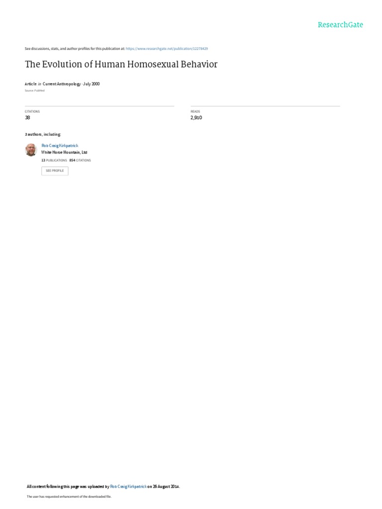 The Evolution of Human Homosexual Behavior | PDF
