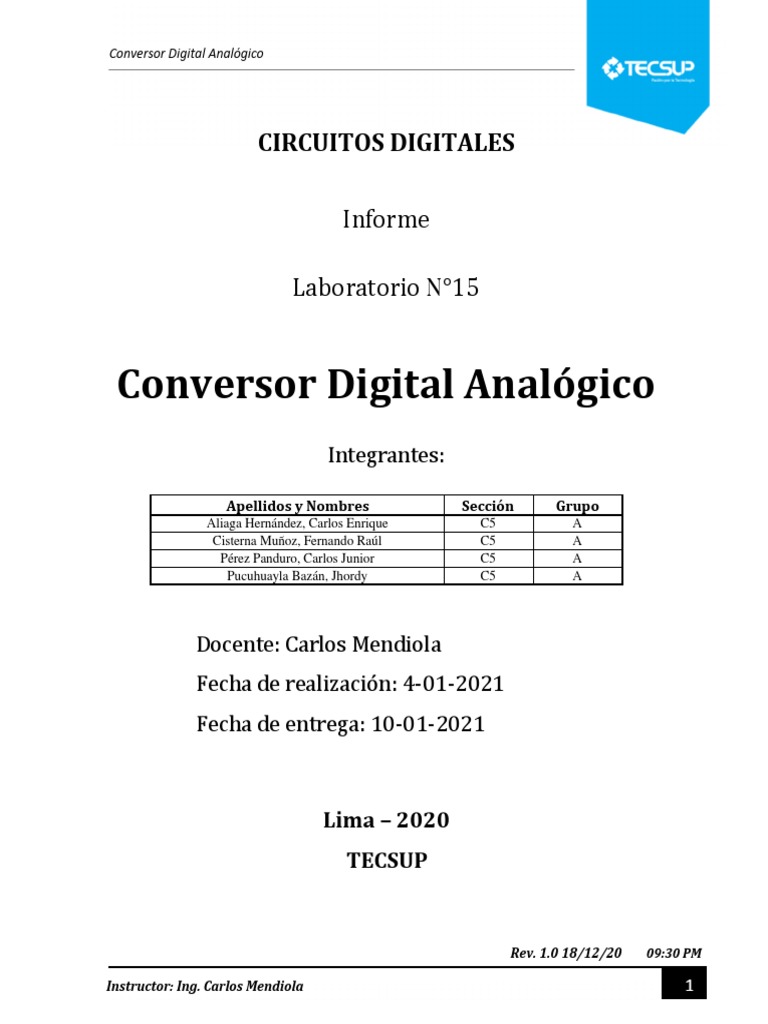 Avance Del Lab 15 1 PDF | PDF | Convertidor digital a analógico | Señal analoga