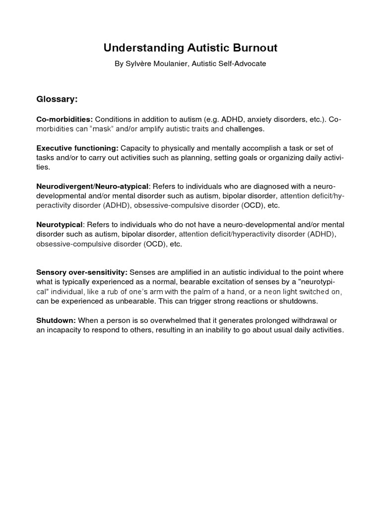 Autistic Burnout Toolkit Aide Canada Draft - Final | PDF | Autism ...