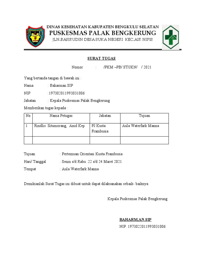 Surat Tugas Cacing | PDF