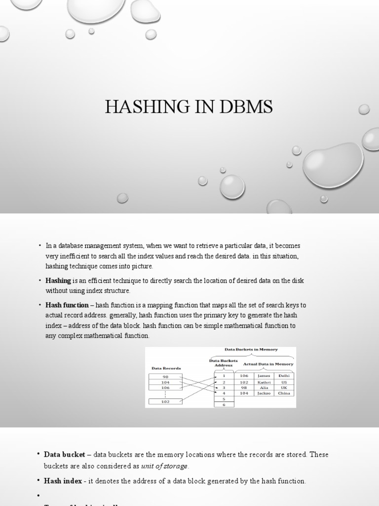 Hashing in DBMS | PDF | Database Index | Databases