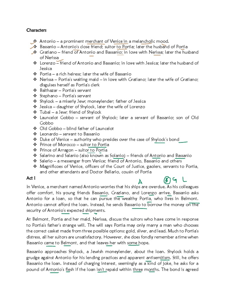 The Merchant of Venice Act Wise Summary | Download Free PDF | The ...