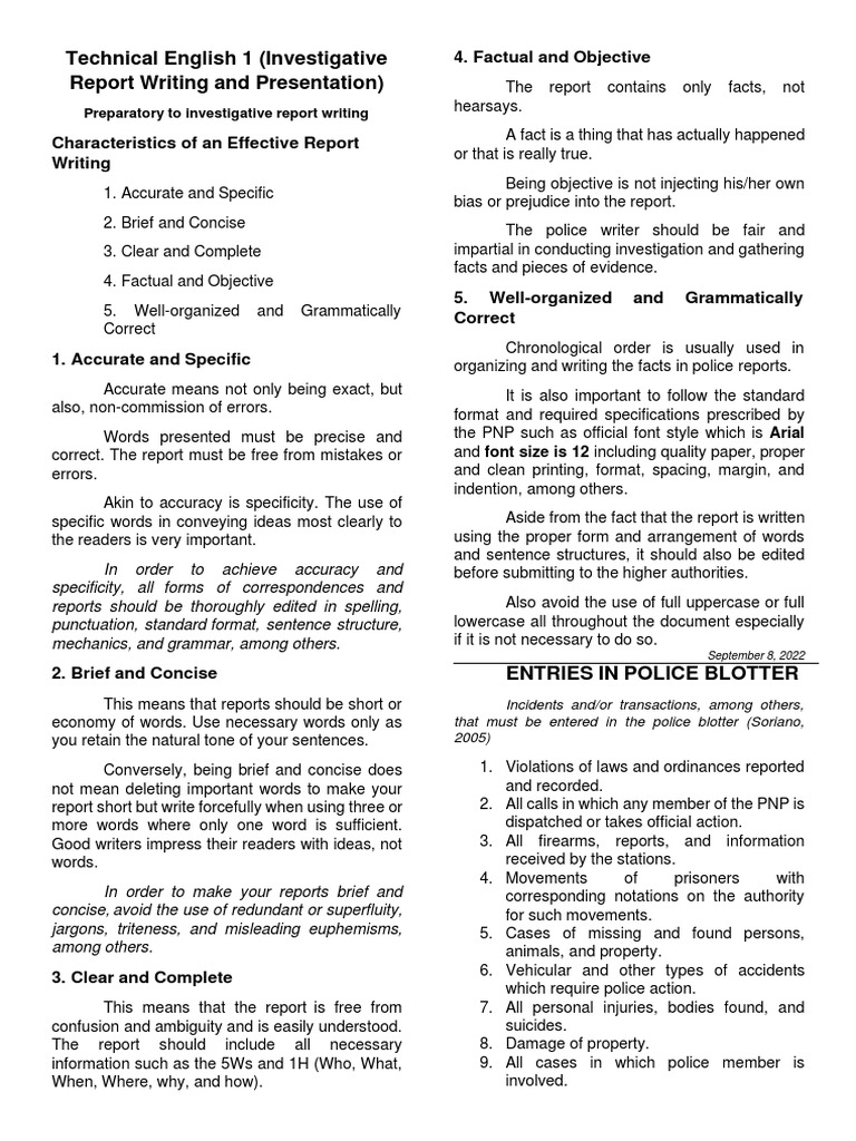Technical-English 1 Reviewer | Download Free PDF | Police | Criminal Law