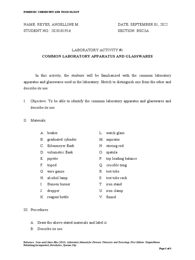 Laboratory Experiment 1 Common Laboratory Apparatus and Glasswares | PDF | Glasses | Liquids