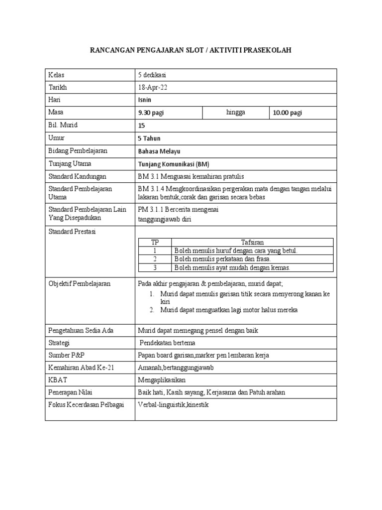 RPS - BM Week 2 Isnin | PDF | Karier & Perkembangan