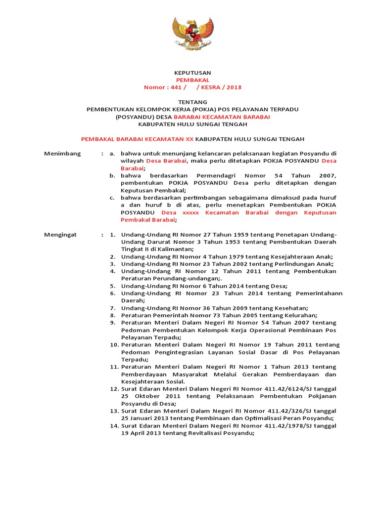 SK Pokja Posyandu Desa HST | PDF