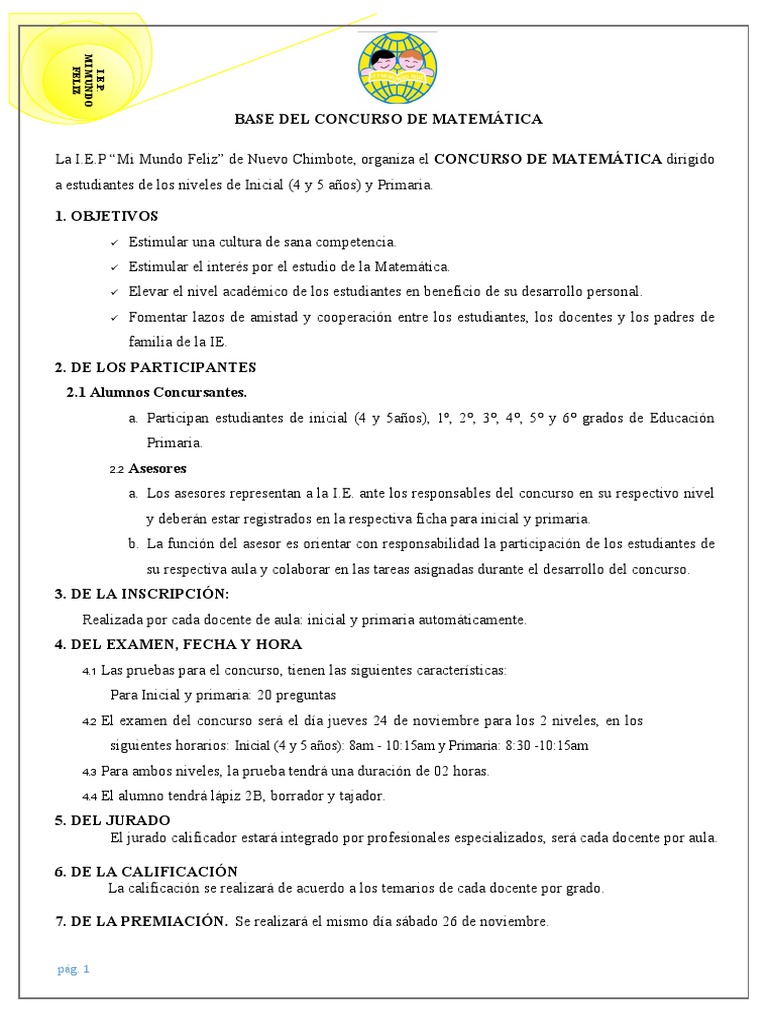 Base Del Concurso de Matemática | PDF