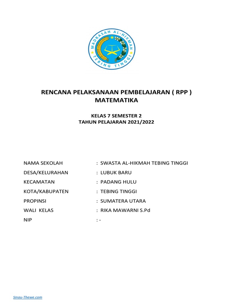 RPP Matematika Kelas 7 Semester 2 | PDF