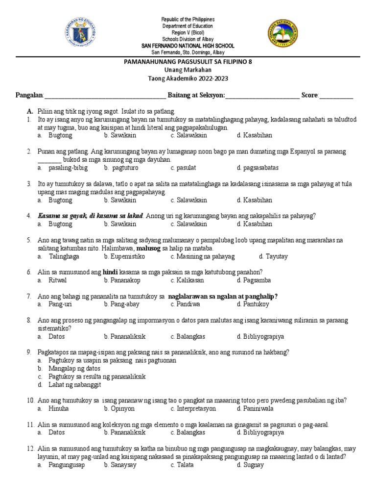 Fil 8 - Q1 - 22-23 - TQ | PDF
