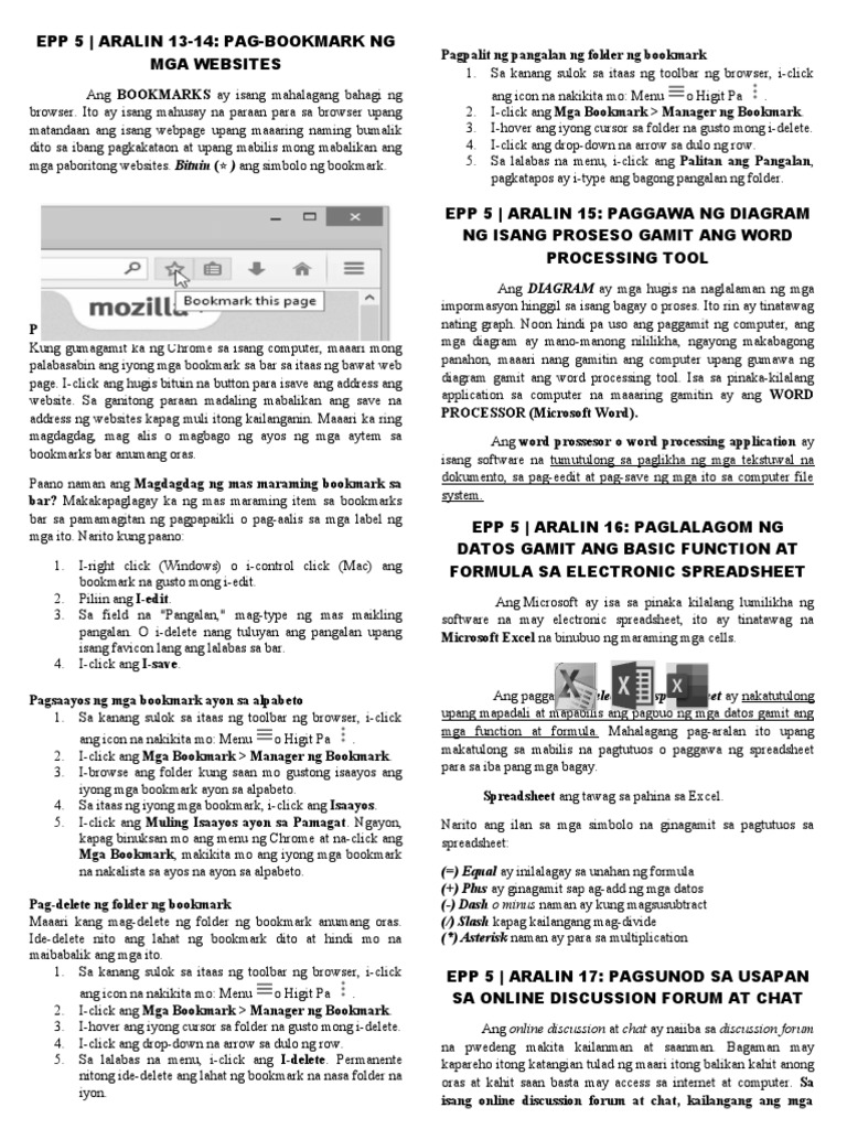 EPP 5 ICT - Q1 - Aralin 13 Hanggang Aralin 22 (HAND-OUT) | PDF