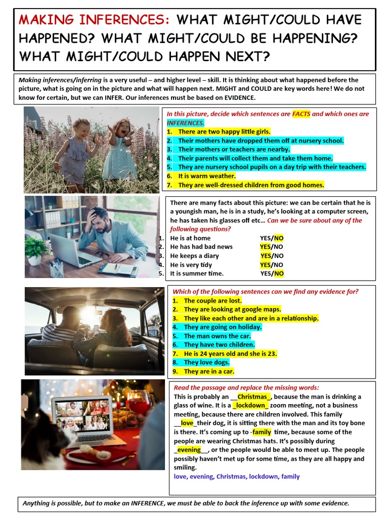 Making Inferences Grammar Drills - 136899 | PDF | Inference