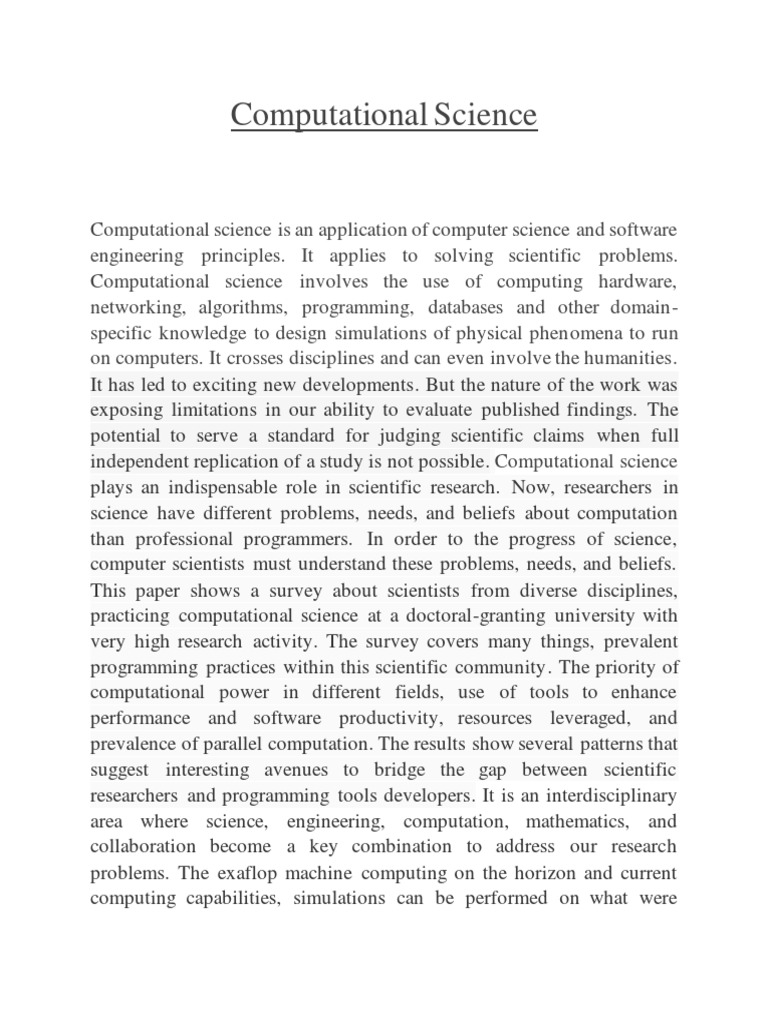 Computational Science | PDF | Computational Science | Science