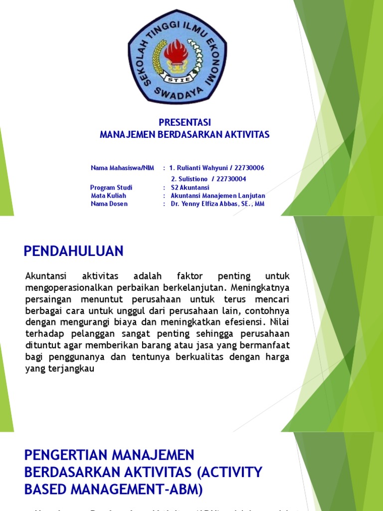 Manajemen Berdasarkan Aktivitas (ABM) | PDF | Bisnis | Pengelolaan ...