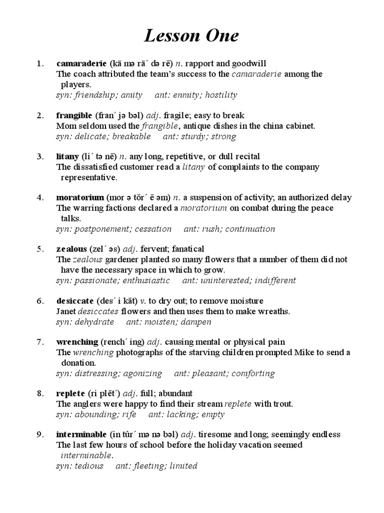 Vocabulary Power Plus For The New SAT - Book Four - Daniel A. Reed Lesson 1 | PDF