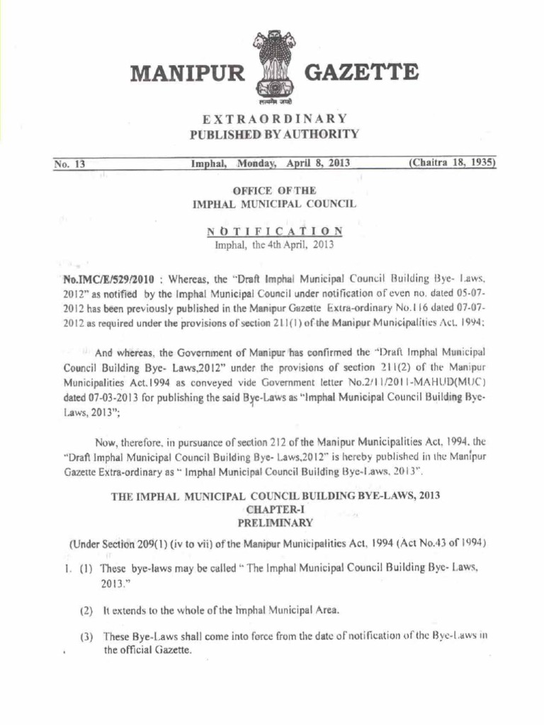 Imphal Building Bye-Laws | PDF