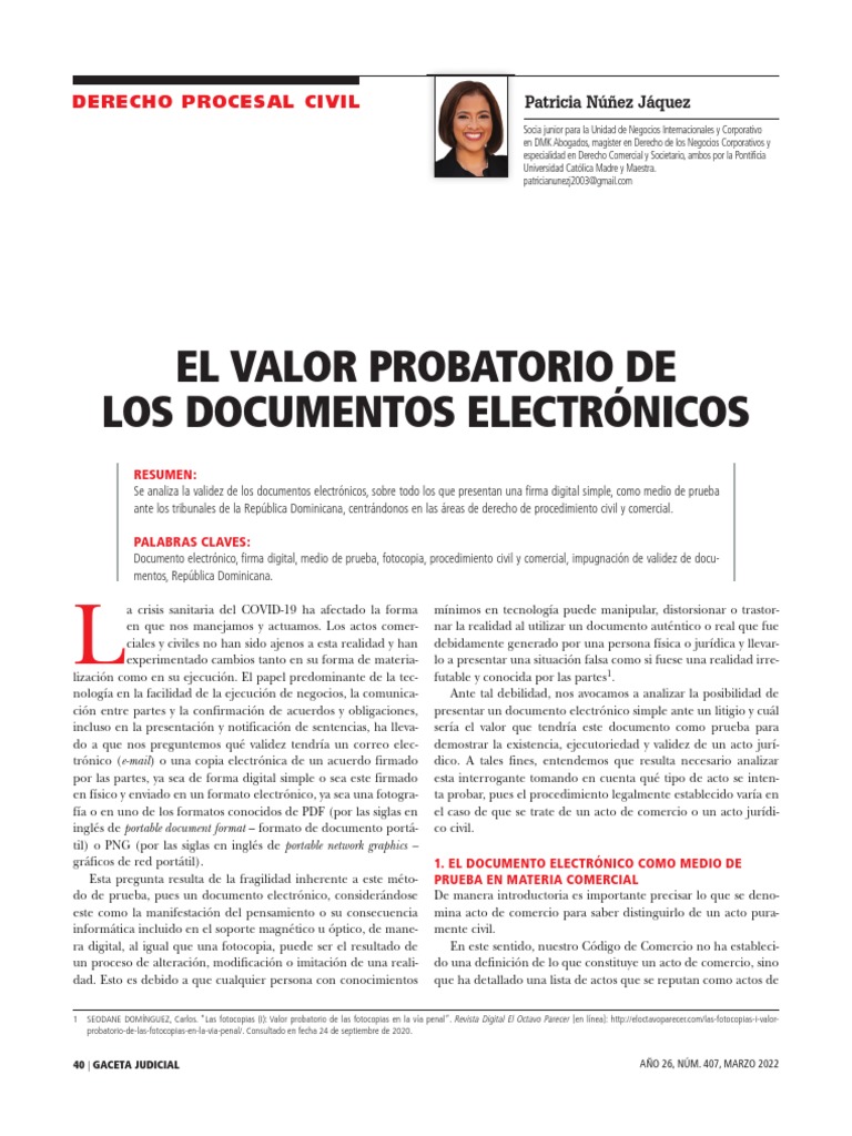 Valor Probatorio de Documentos Electronicos | PDF