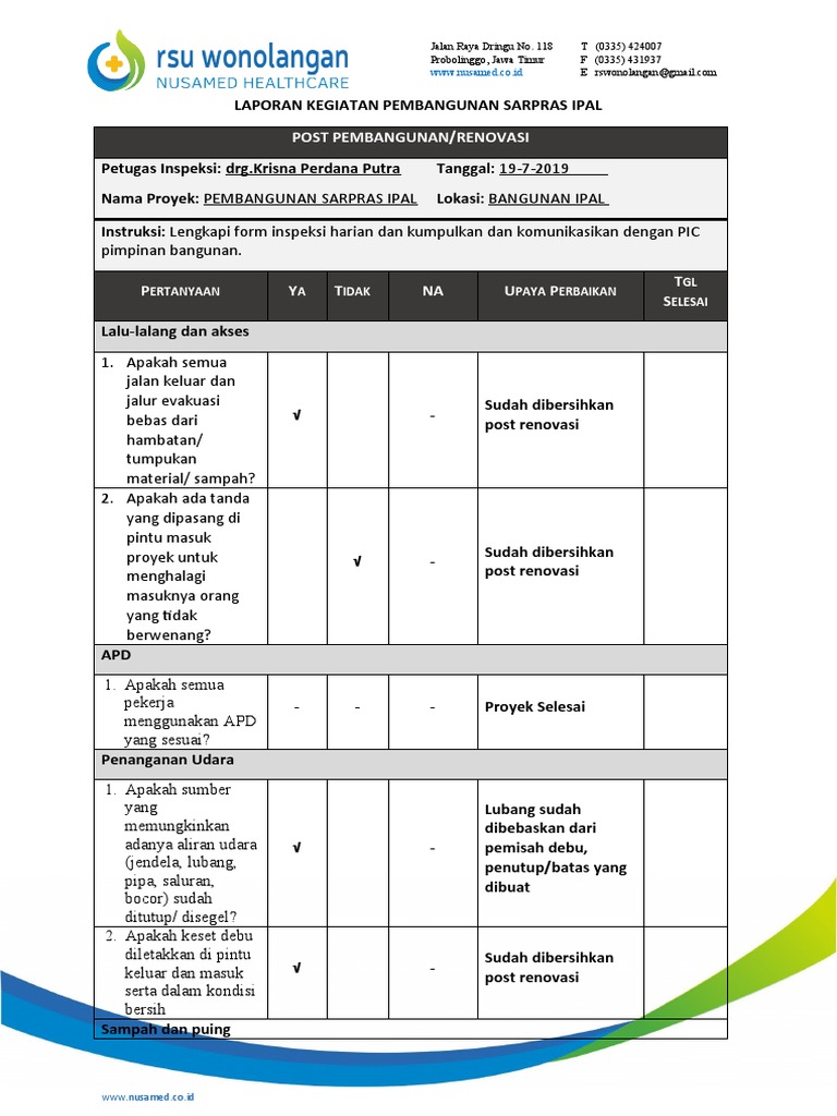 5.laporan Kegiatan Akhir & Rab Proyek Ipal | PDF